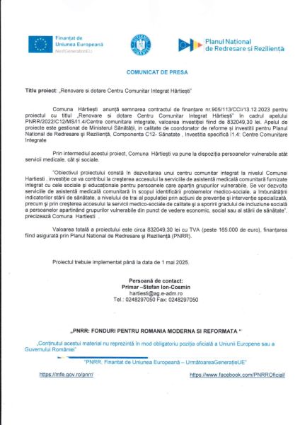 Comunicat de presă